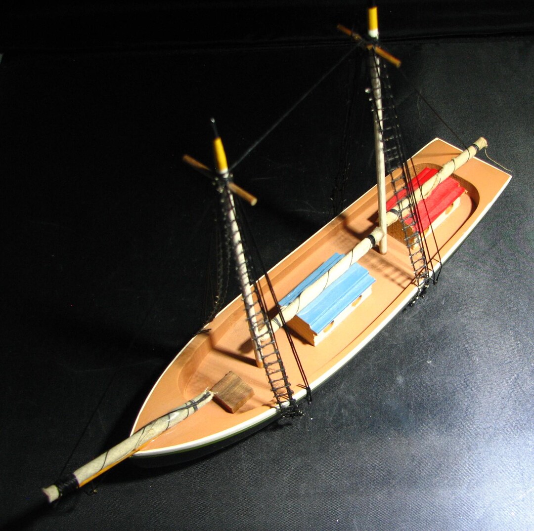 Vintage Ship Model TWO MASTED SCHOONER Made in Pownal, Maine by Brower ...