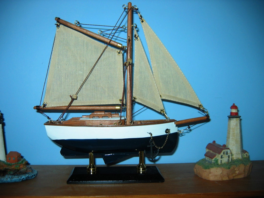 Wooden Ship Model- FRIENDSHIP Like GAFF SLOOP- Sail Boat 9" Long ...