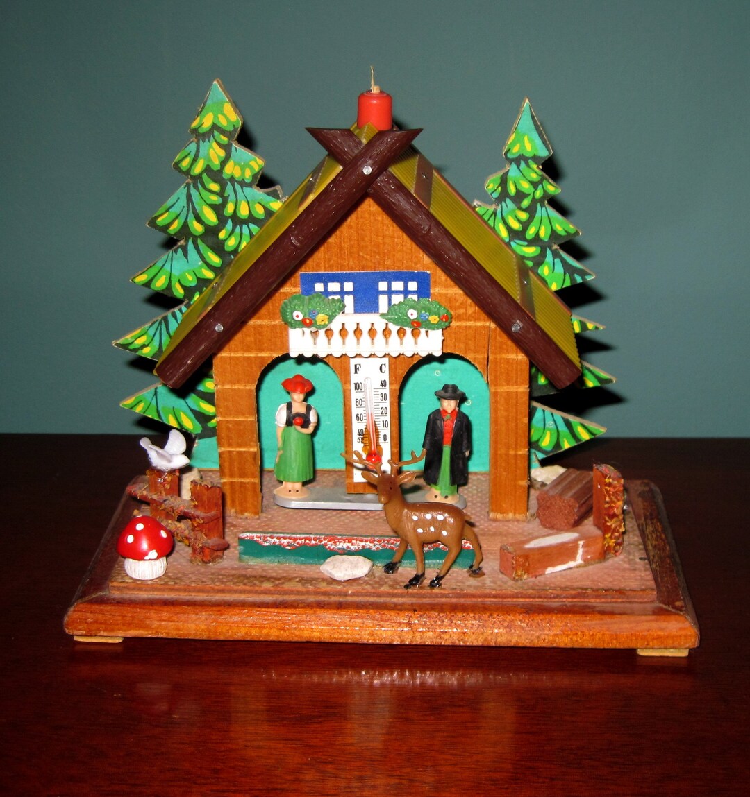 Deluxe Rare East German Wooden WEATHER HOUSE Loaded W/details ...