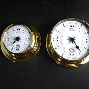 Brass TIDAL or TIDE Clock- Check Out High/low Tides- Takes 1 AA Battery ...