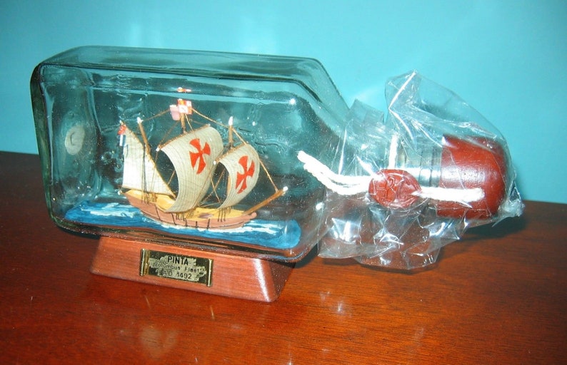 Ship in a Bottle COLUMBUS Historic SHIP "pinta" New Old Stock From 90s ...