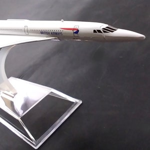 Mini Diecast BRITISH AIRWAYS Concorde Supersonic Airplane on Stand 6 ...