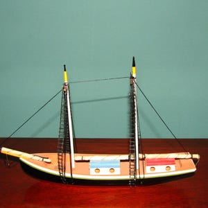 Vintage Ship Model TWO MASTED SCHOONER Made in Maine - Etsy
