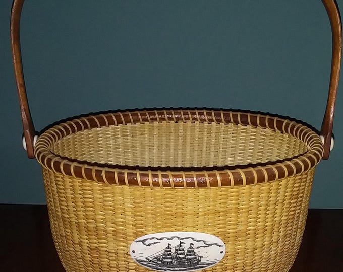 Vintage Nantucket Wicker Basket / Vintage Wicker / Nautical Basket ...