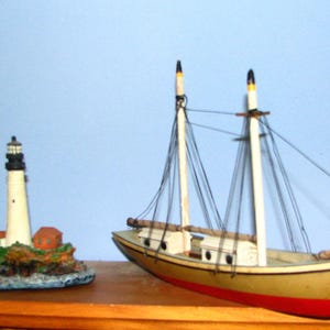Vintage Ship Model TWO MASTED SCHOONER Made in Pownal Maine by Brower ...