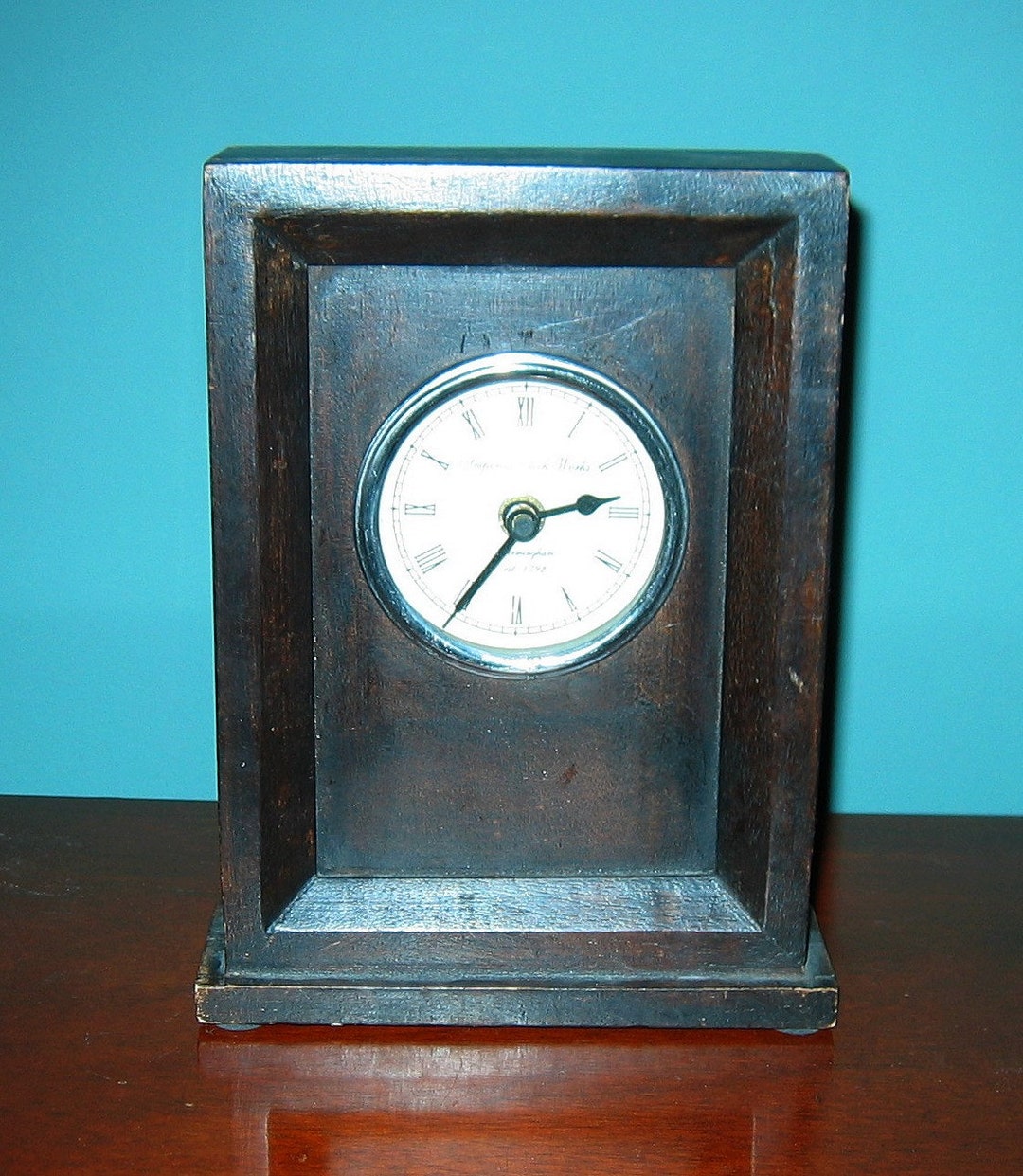 Wooden CASE MANTEL Clock 8 1/2" Tall "imperial Clock Works" Birmingham ...