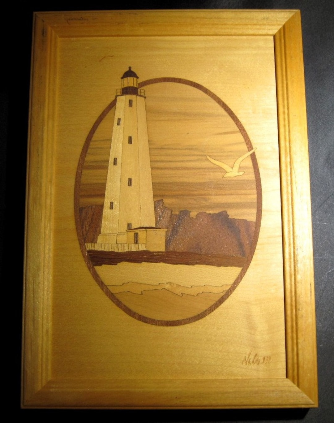 Sandy Hook Lighthouse 1767 BEAUTIFUL WOOD Inlay MARQUETRY by - Etsy