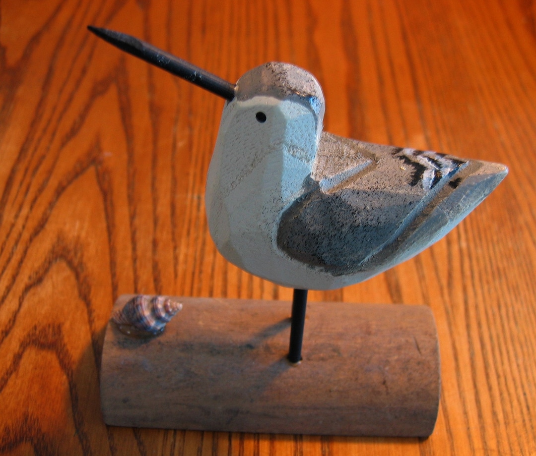 Cute Shore Bird SANDPIPER All Wood Carving on Driftwood Type Wooden ...
