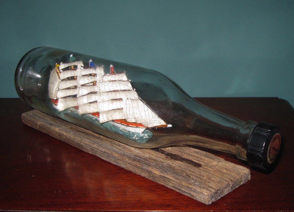Rare Robin Hood Bay Four Masted 26 Sails Ship in a Bottle- One Foot ...
