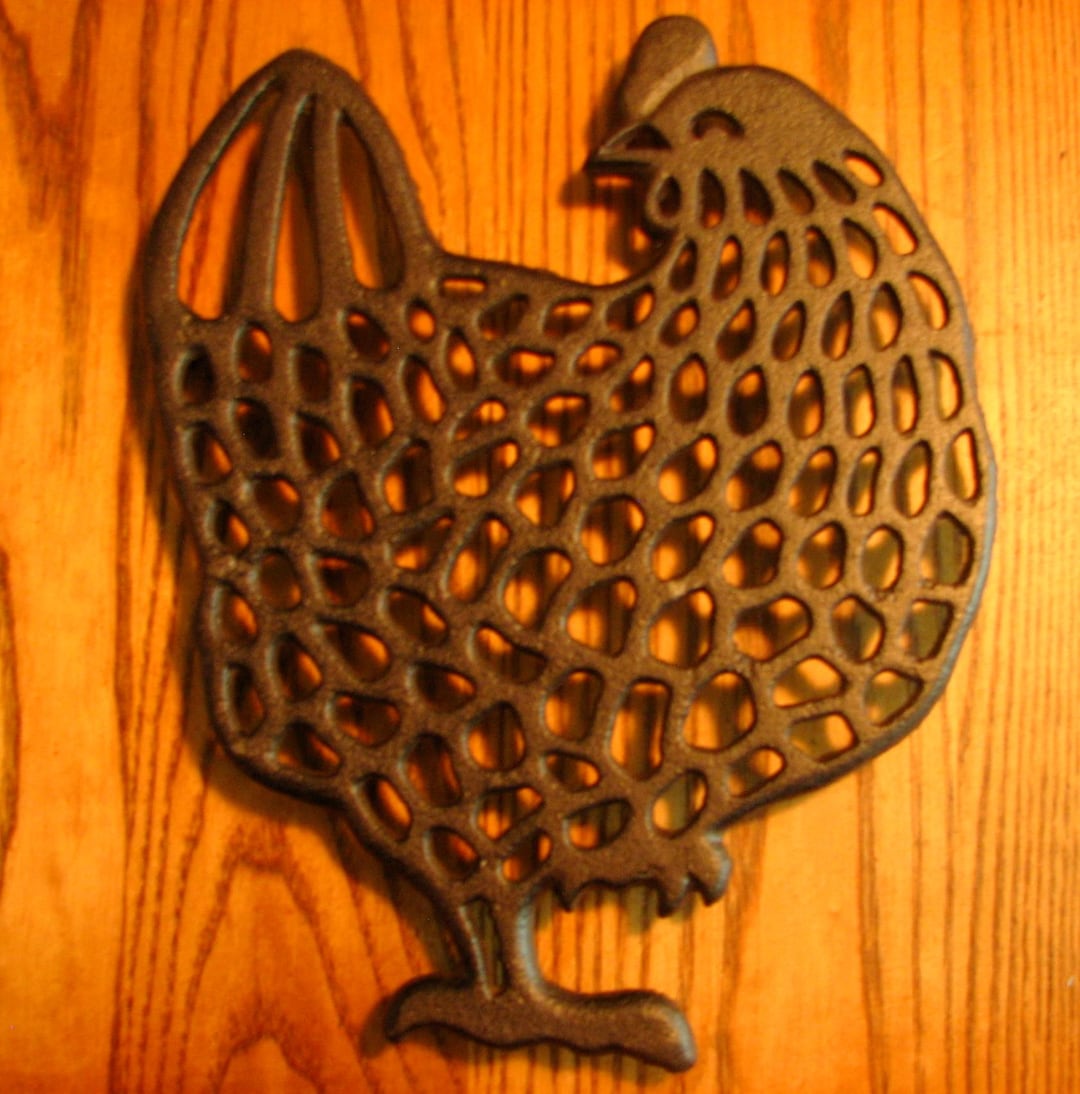 Large Cast Iron Chicken "miss Hen" Trivet! (rooster Trivet Listed ...