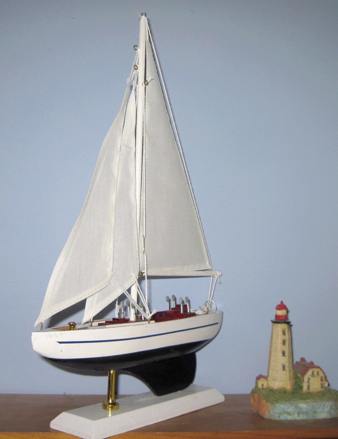 Wooden Ship Model- Deep Shoal SLOOP Sailboatbig 14" Tall Beautiful ...