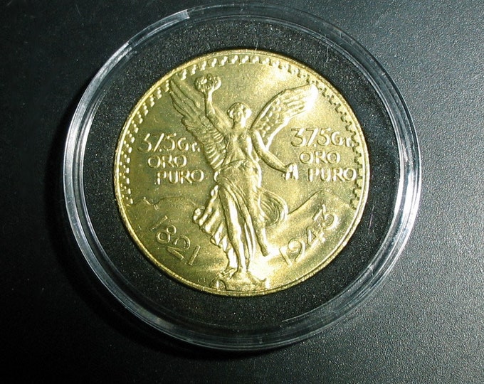 Genuine 2 Dos Peso Dangle Coin Ring in Solid 14kt Gold Setting and Ring ...