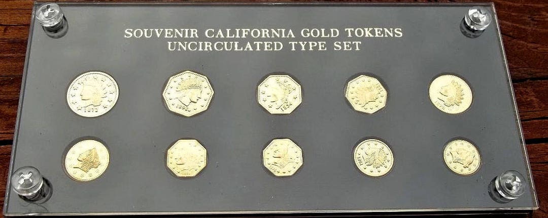 California Gold Tokens Coins TYPE SET Souvenir 10 Coins in Whitman Like ...