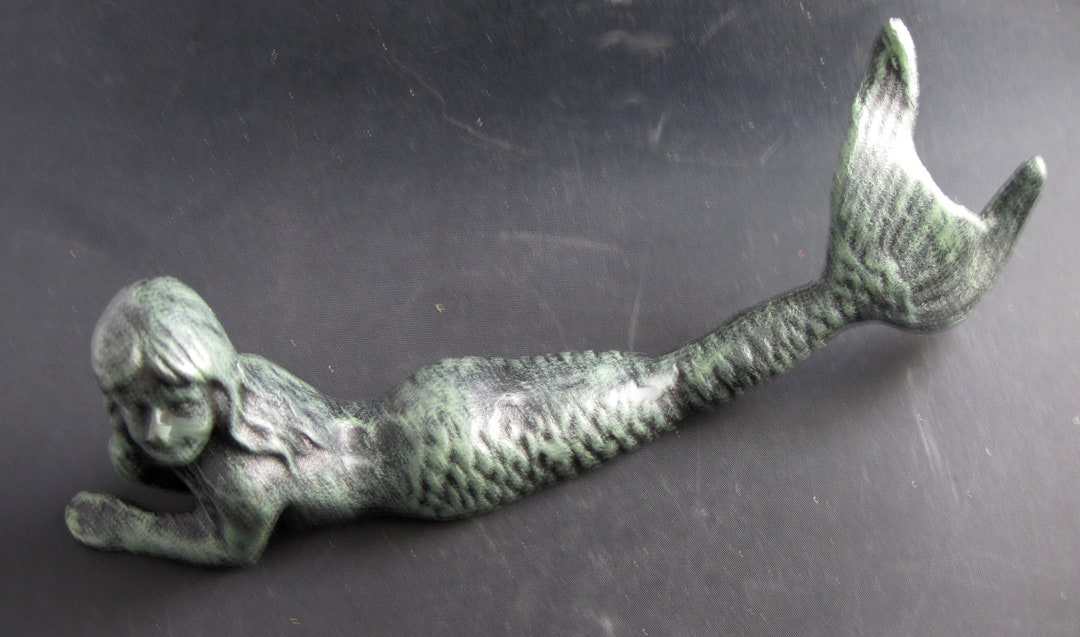 Cast Iron MERMAID Laying Down Paper Weight/door Stop 10" Antique ...