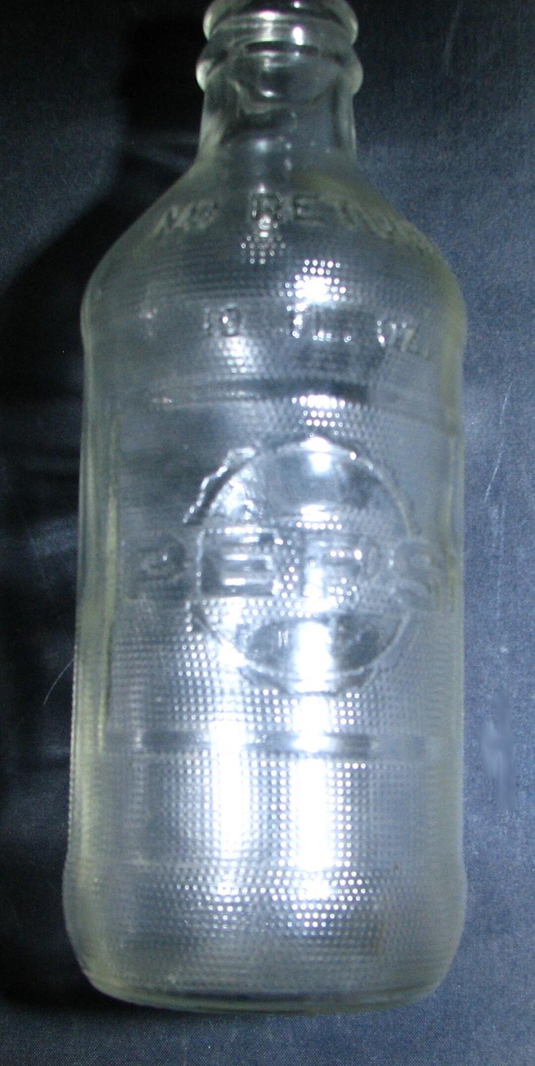 Antique PEPSI COLA 10 Ounce Testured Embossed Square Logo Glass Bottle ...