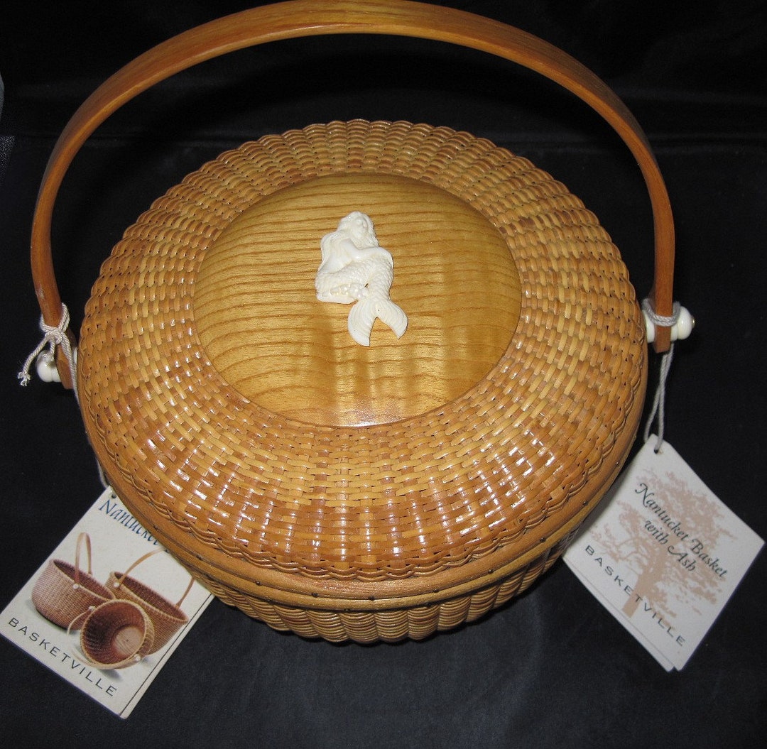 Vermont's Basketville NANTUCKET BASKET Mermaid Topper! Vintage New W ...