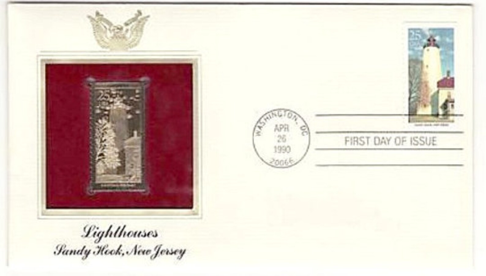 Framed 22 Karat Gold SANDY HOOK Lighthouse Stamp FDC From 1990 - Etsy