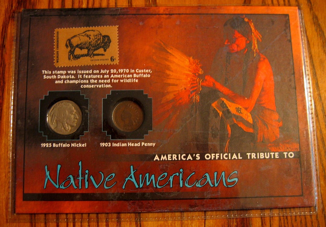 Valuable NATIVE AMERICAN Vintage US Coins and Stamp - Buff. Nickel ...