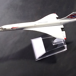 Mini Diecast BRITISH AIRWAYS Concorde Supersonic Airplane on Stand 6 ...