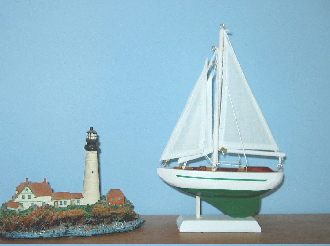 Wooden Ship Model- Deep Shoal Sailboat SLOOP 8" Tall Beautiful! New in ...