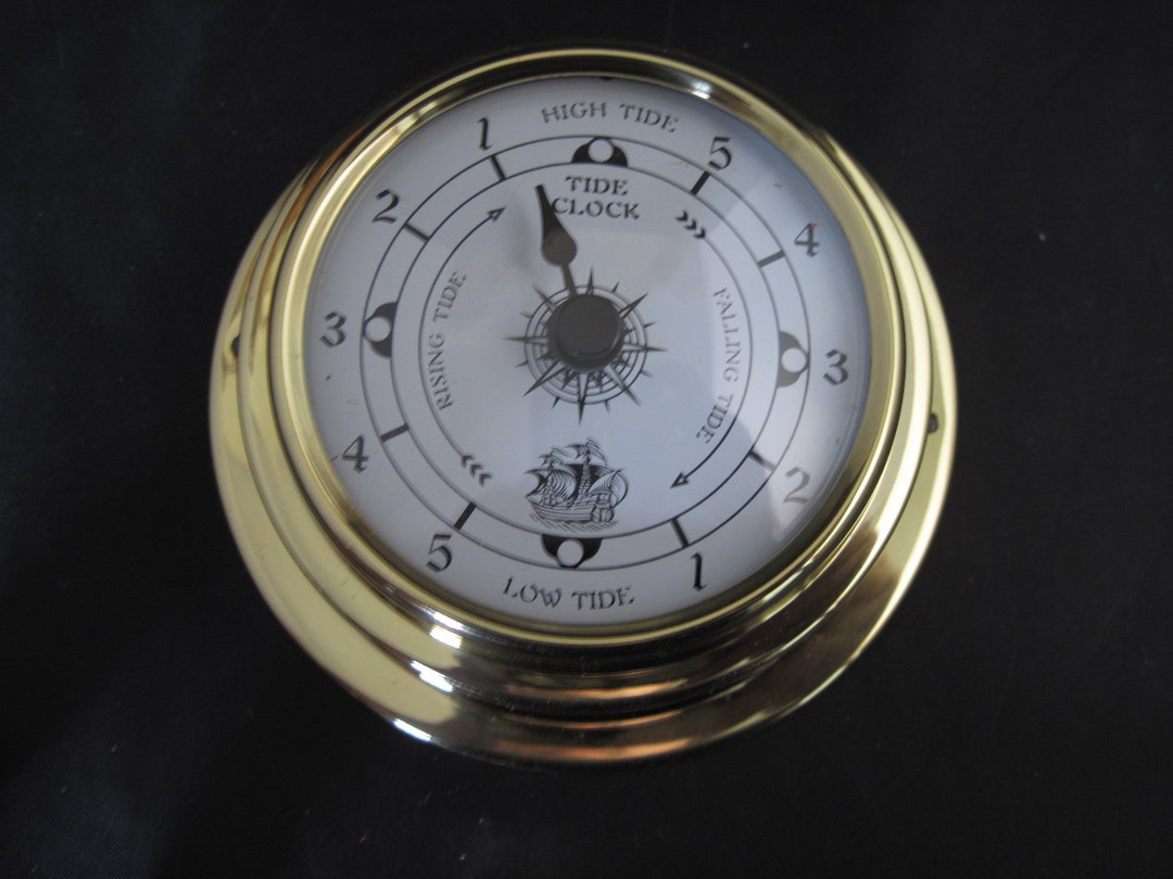 Brass TIDAL or TIDE Clock- Check Out High/low Tides- Takes 1 AA Battery ...