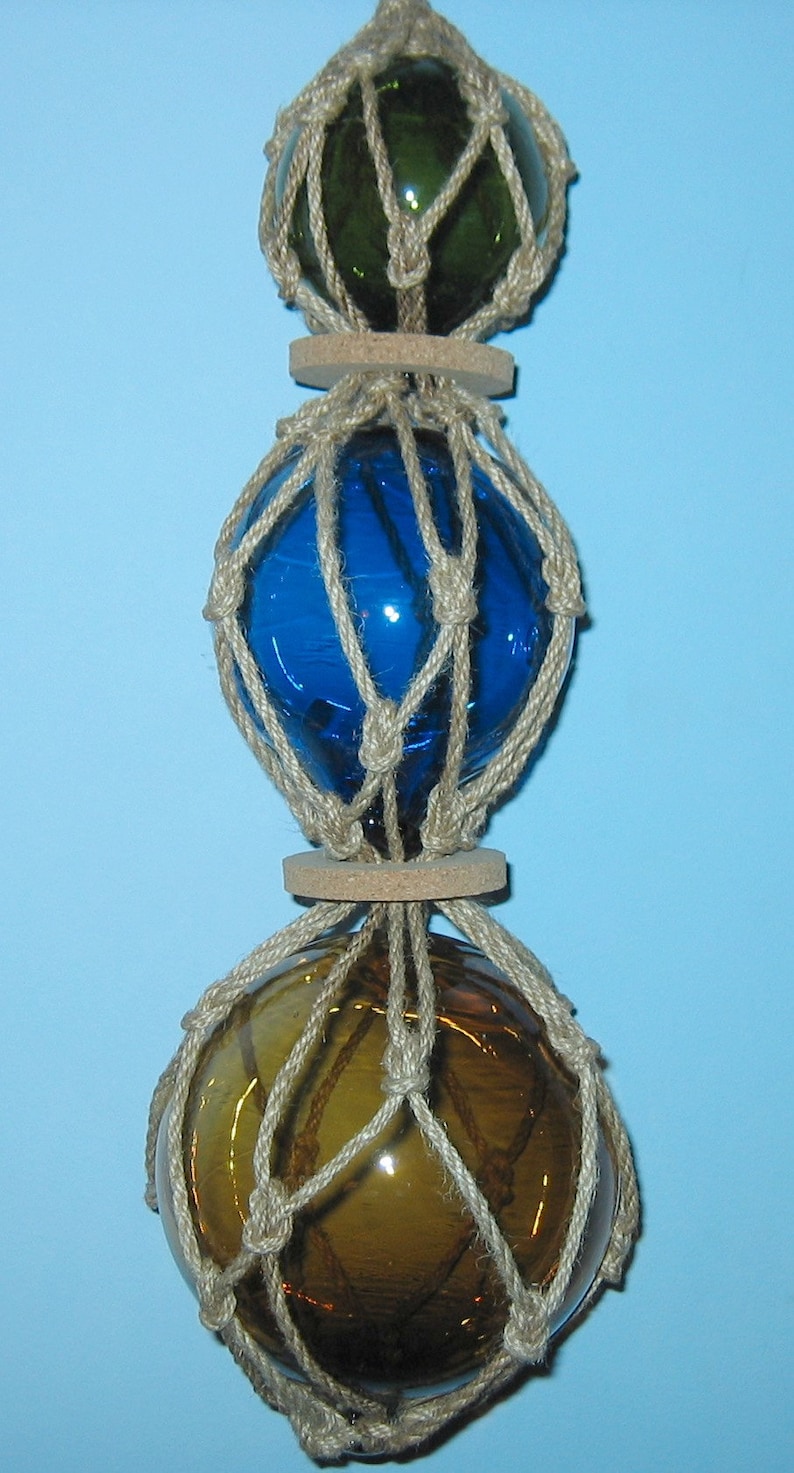Nautical GLASS FISHING FLOATS With Macrame 22 Long | Etsy