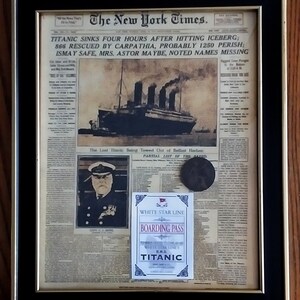 Framed TITANIC Collector Shadow Box Featuring New York Times Front Page ...