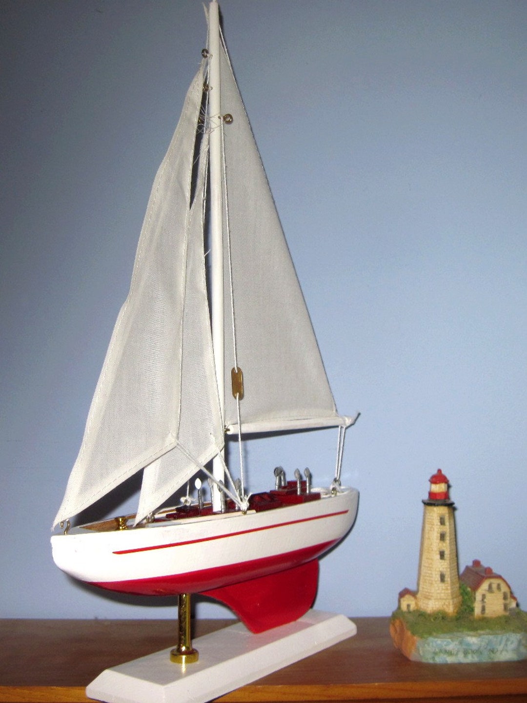 Wooden Ship Model- Deep Shoal SLOOP Sailboatbig 14" Tall Beautiful ...