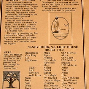 Sandy Hook Lighthouse, 1767 BEAUTIFUL WOOD Inlay MARQUETRY by Hudson ...