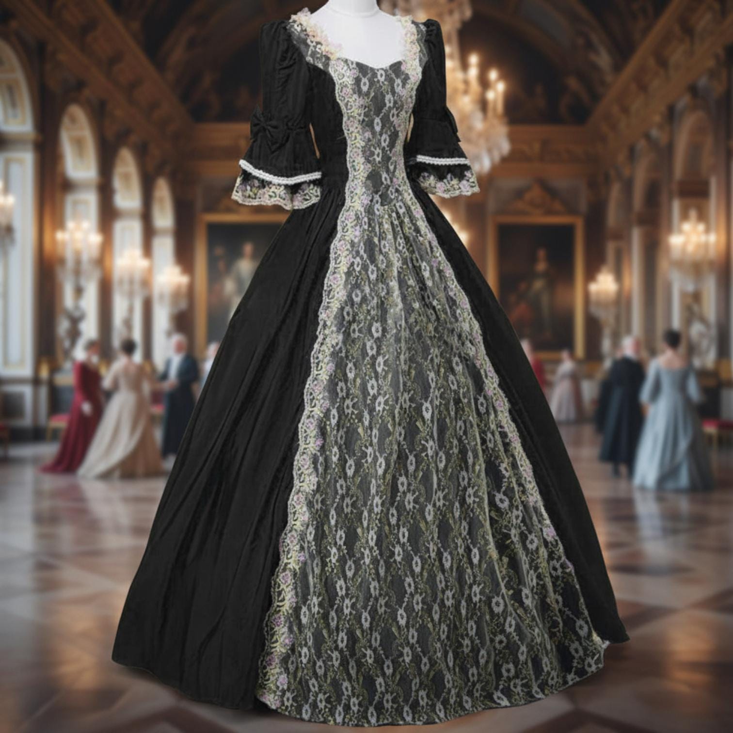Women’s Medieval Ball Gown, Renaissance Victorian Masquerade Dress With ...