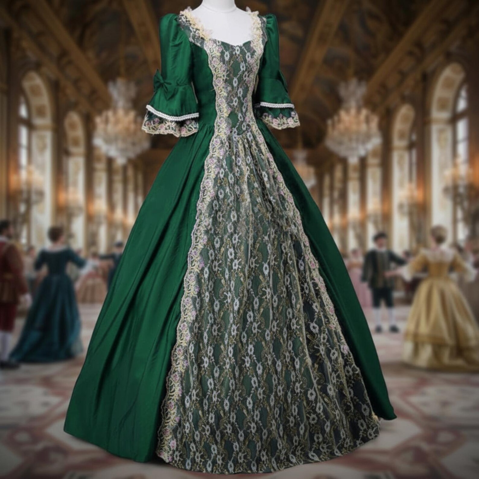 Women’s Medieval Ball Gown, Renaissance Victorian Masquerade Dress With ...