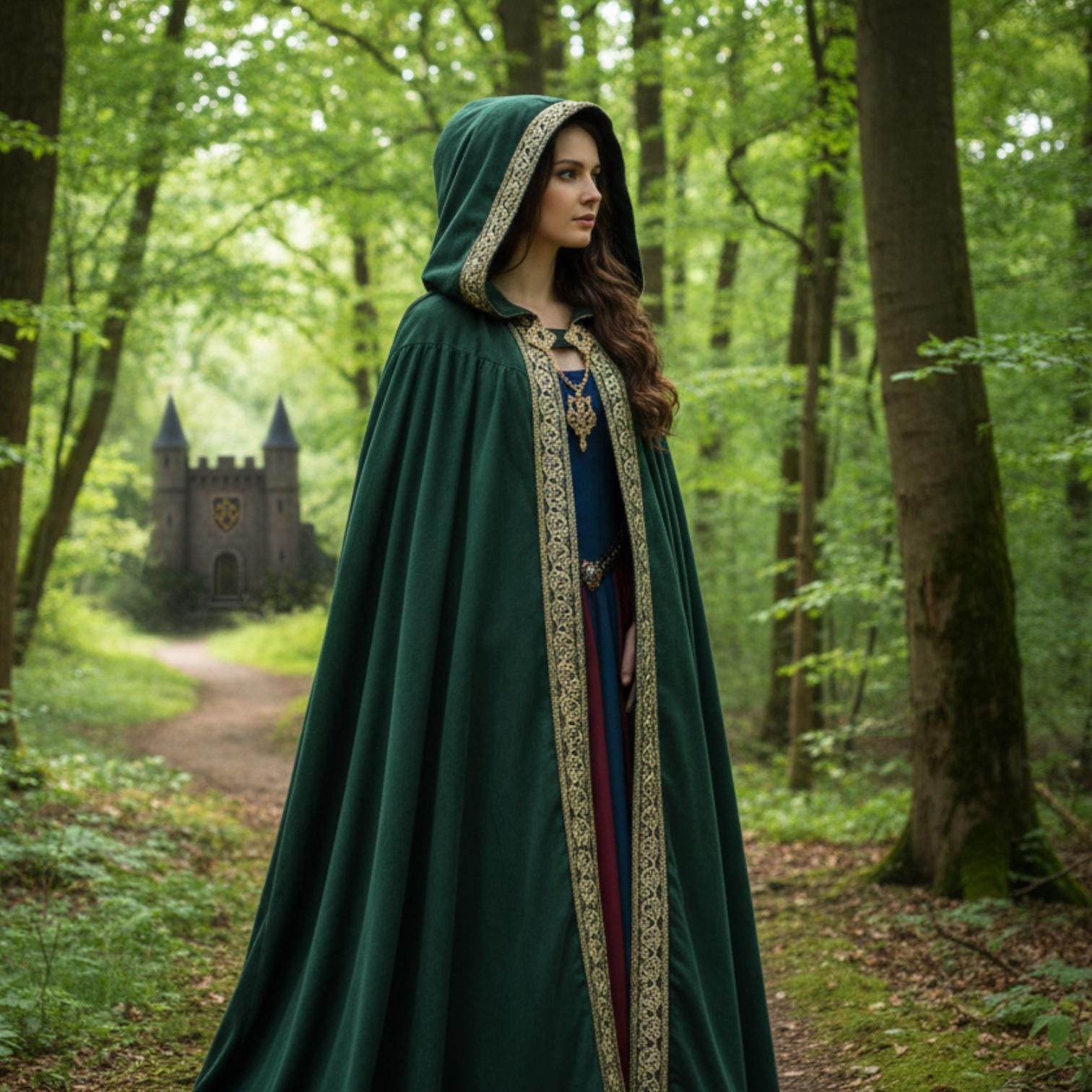 Medieval Hooded Cape Cloak, Renaissance Lace Cloak for Women, Fantasy ...