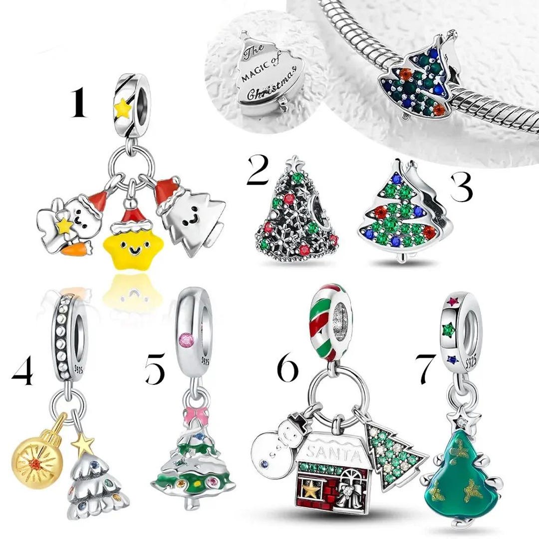 925 Sterling Silver Christmas Charms, Christmas Tree Charm, Santa Charm ...