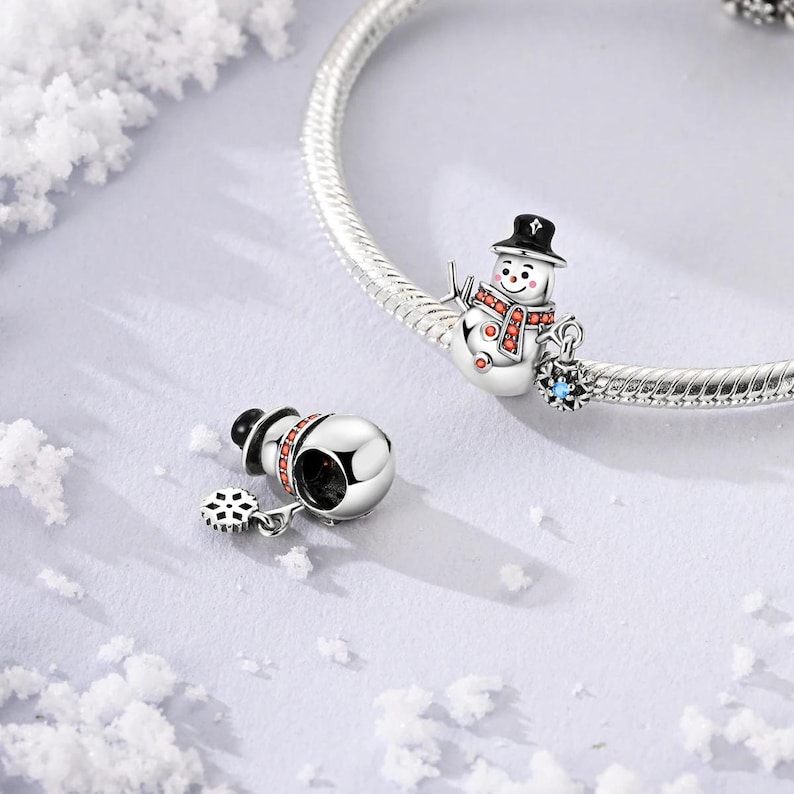Christmas Enamel Charms Pendant, Snowman Charm, Dangle Charms Fits ...