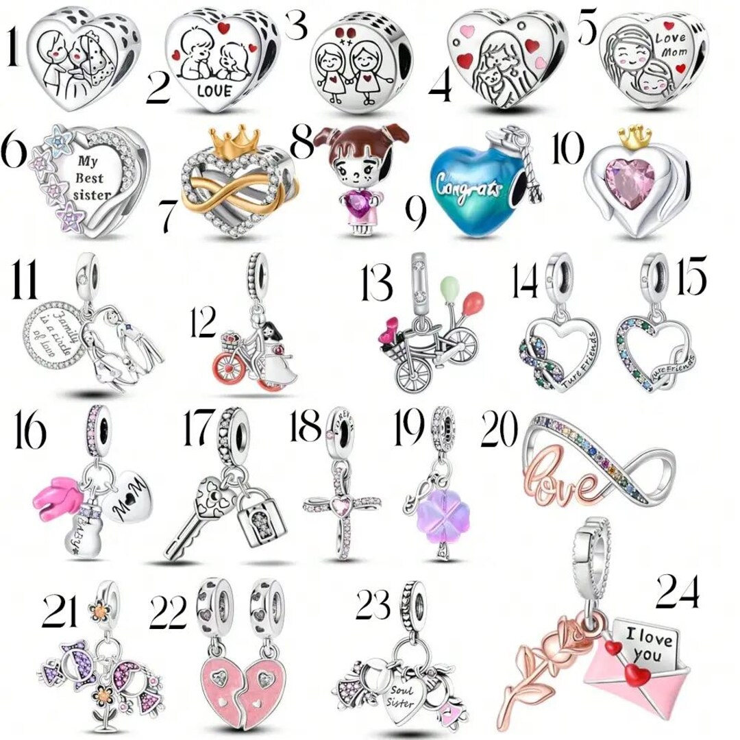Silver Love Charms, Infinity Symbol Charm, Mothers Day Charm, Dangle ...
