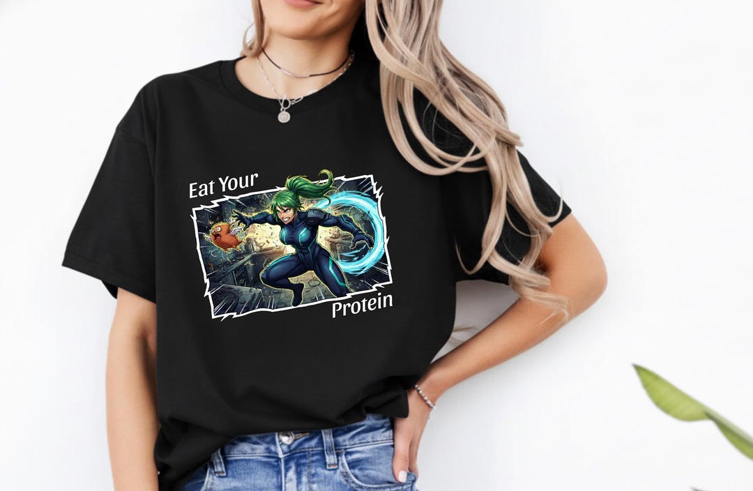 Eat Your Protein Shirt – Anime Fitness T-shirt, Funny Gym Motivation ...