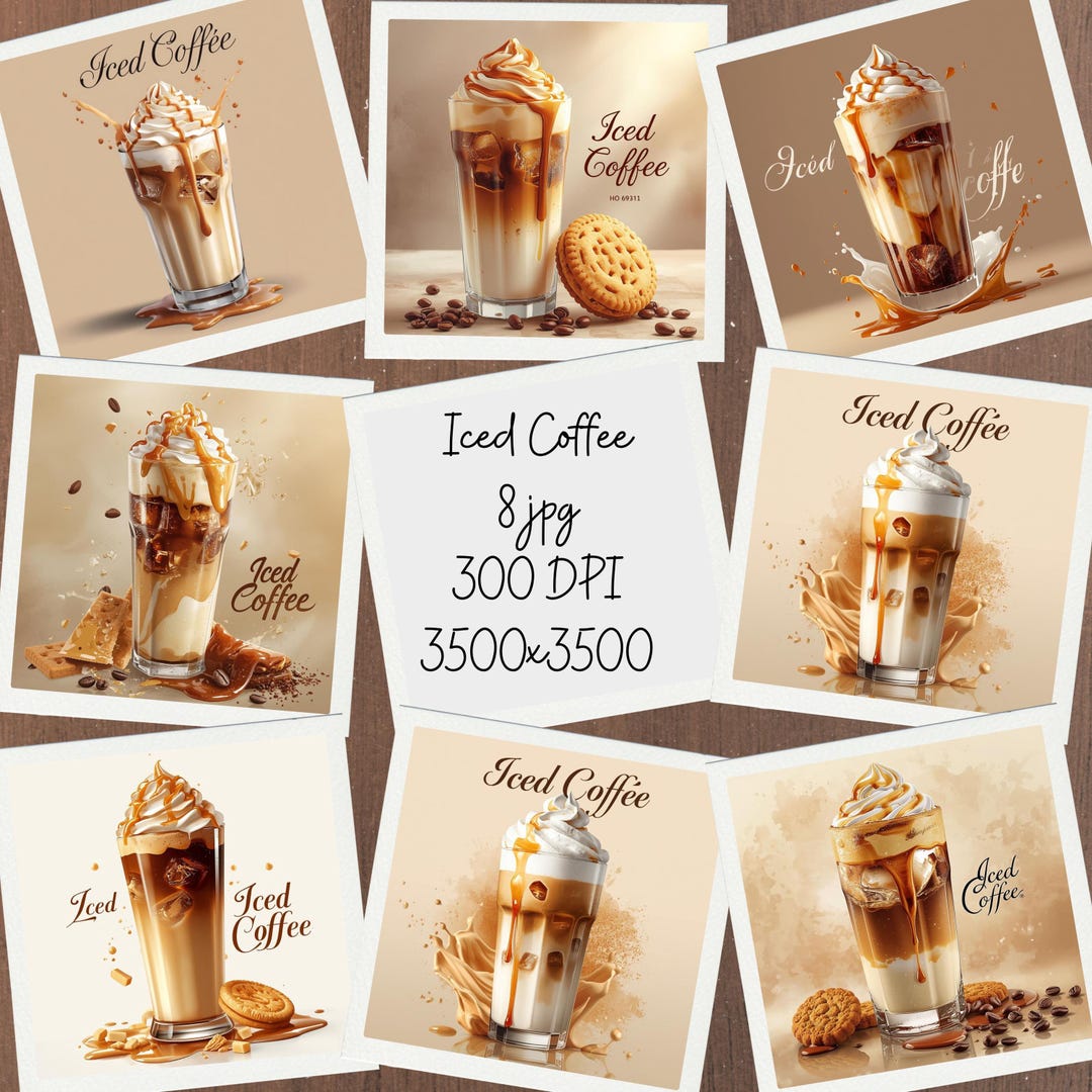 Iced Coffee Art Print Set – Caramel Latte Wall Art, Cozy Café Decor ...