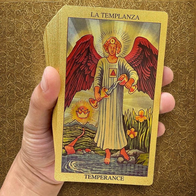 Golden Foil Tarot Deck Spanish and English Prophecy Cards for Beginners ...