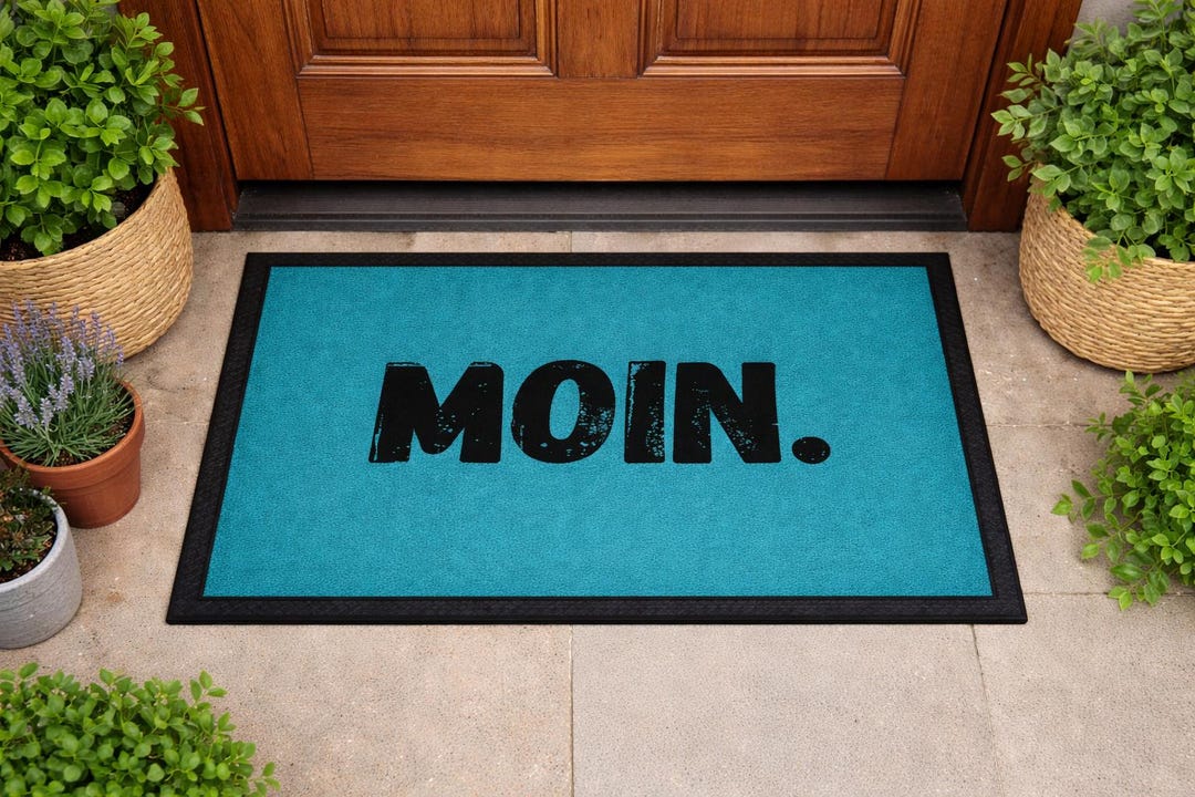 MOIN Doormat – Turquoise Doormat With Black Rubber Border – Nord-deko ...