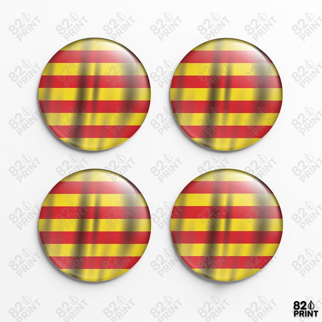Catalonia Flag Wheel Cap Stickers – 4pcs Resin Domed Decals for Car ...