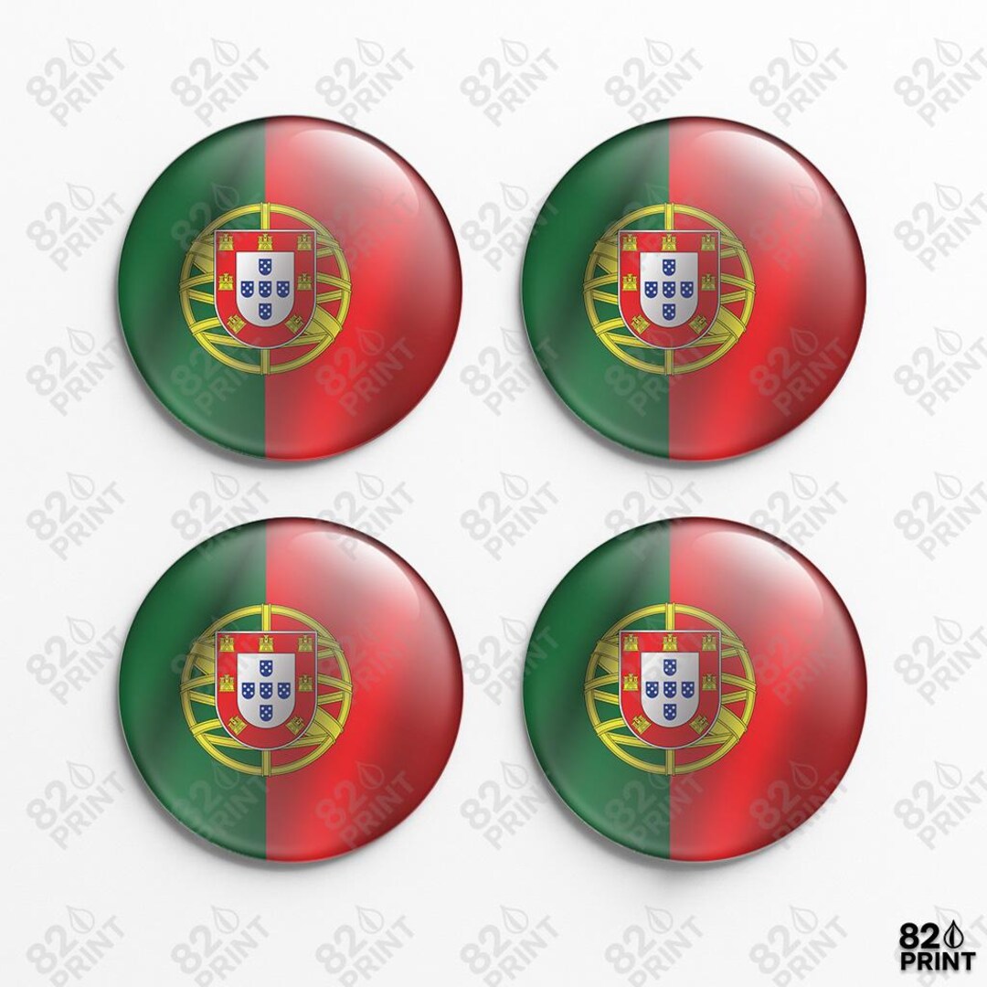 Portugal Flag Wheel Cap Stickers – 4pcs Resin Domed Decals for Car ...