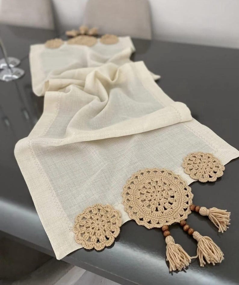 Handmade Crochet Table Runner and 6-piece Placemat Table Set - Etsy