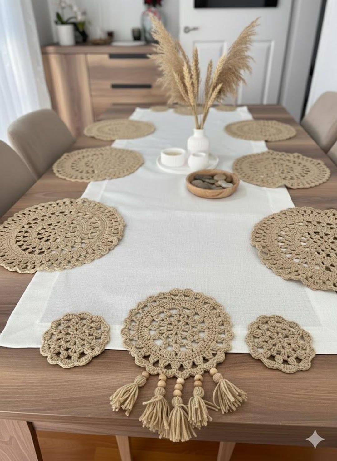 Handmade Crochet Table Runner and 6-piece Placemat Table Set - Etsy