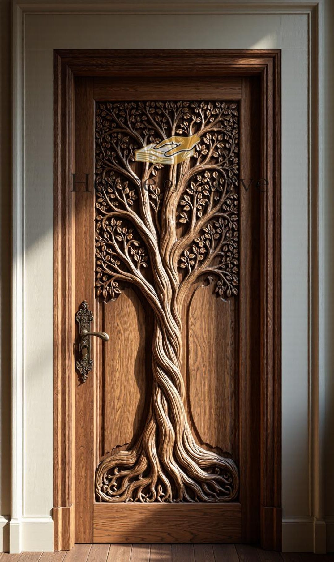 Hand-carved Wood Door | Tree of Life Design, Artistic Entrance (38"x 84 ...