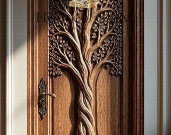 Hand Carved Solid Wood Door: Tree of Life Design - Etsy UK