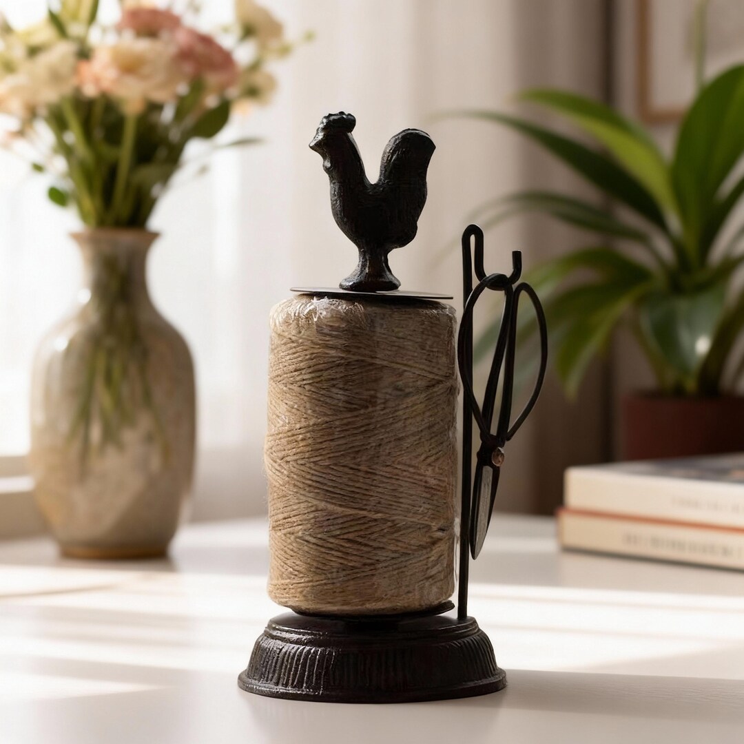 Antique String Holder, Iron Yarn Dispenser , Twine Stand With Scissors ...