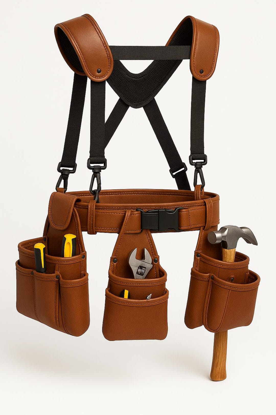 Leather Tool Belt With Suspenders | Heavy Duty Tool Pouch for ...