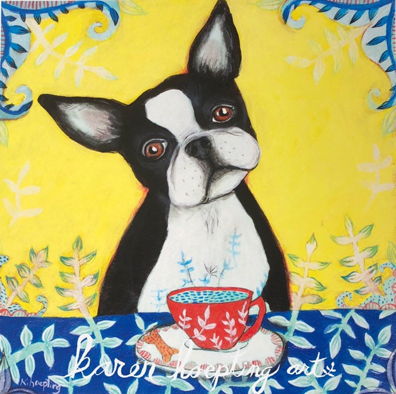 Boston Terrier Wall Art 10x10 Giclee Art Print Boston - Etsy