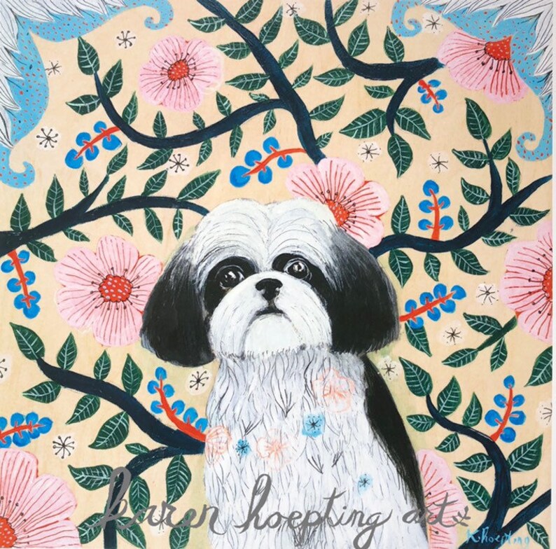 Shih Tzu Art Dog Art Print 10 X 10 Whimsical Shih Tzu | Etsy