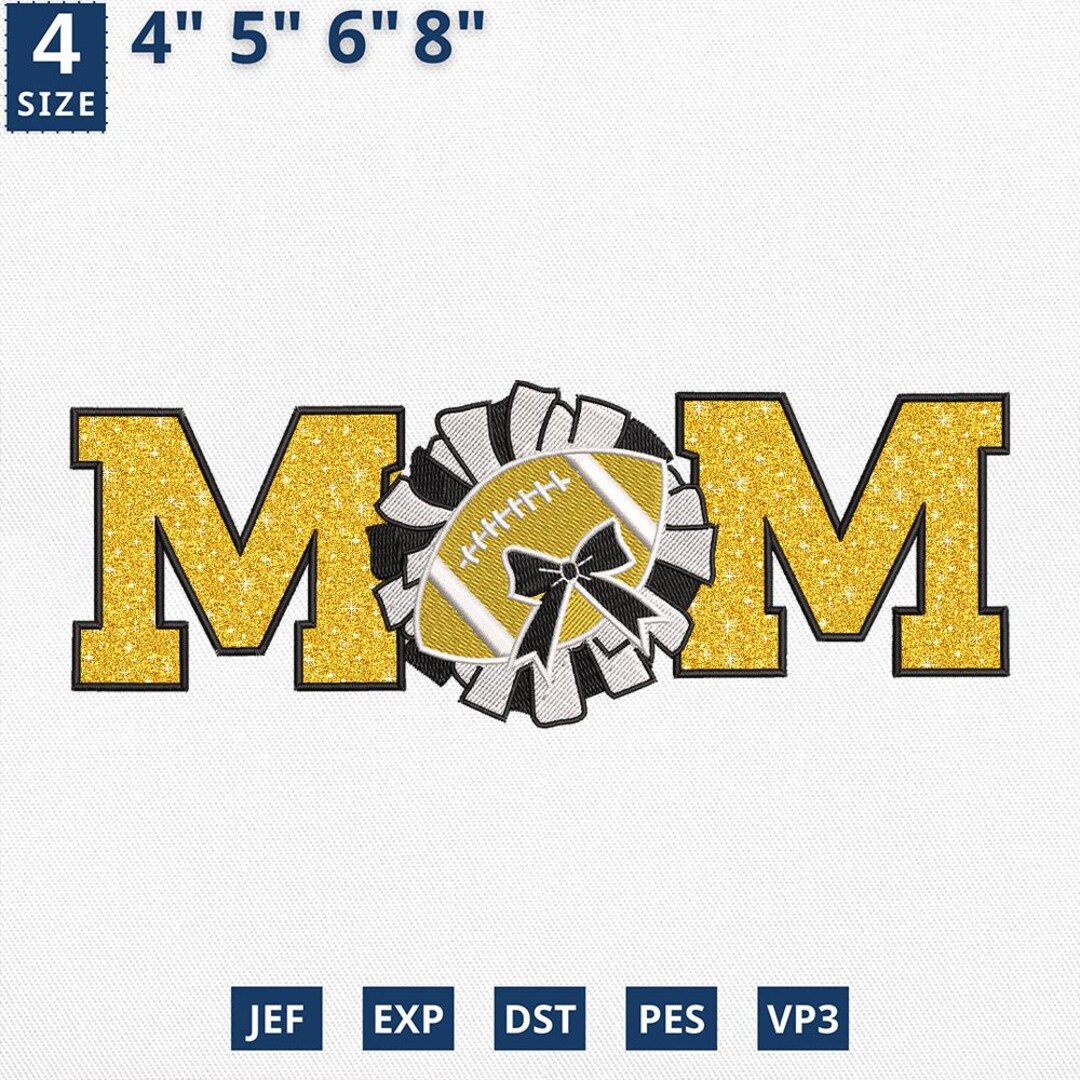 Football Mom Applique Embroidery Design, Cheerleader Mom Embroidery ...